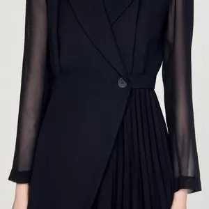 Sandro Tailored Wraparound Dress With Pleated Side
