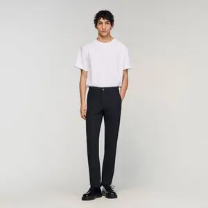 Sandro Straight-leg Technical Fabric Trousers - Black