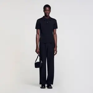 Sandro Short-sleeve Knitted Polo Shirt - Black
