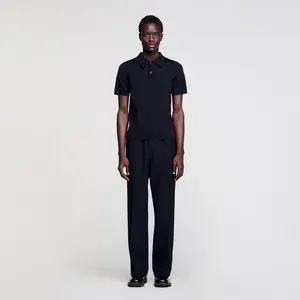 Sandro Short-sleeve Knitted Polo Shirt - Black