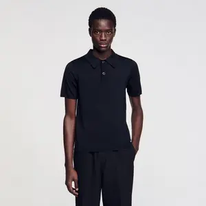Sandro Short-sleeve Knitted Polo Shirt - Black