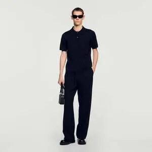 Sandro Short-sleeve Knitted Polo Shirt Black