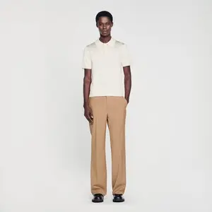 Sandro Short-sleeve Knitted Polo Shirt Cream
