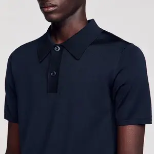Sandro Short-sleeve Knitted Polo Shirt - Navy Blue