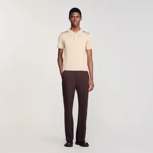 Sandro Short-sleeve Knitted Polo Shirt Oats