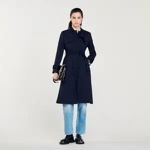 Sandro Trench Coat With Pleated Inset