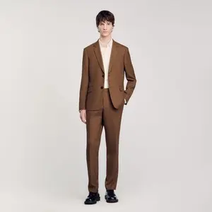 Sandro Wool Suit Jacket Taupe