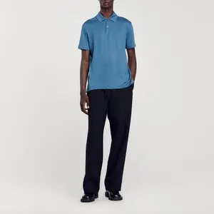 Sandro Linen Polo Shirt Azure