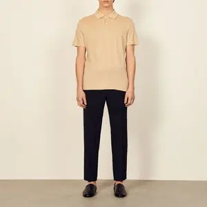 Sandro Linen Polo Shirt Beige