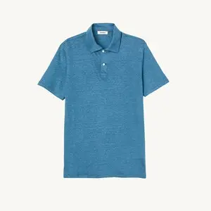 Sandro Linen Polo Shirt Blue Grey