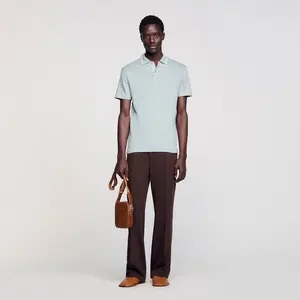 Sandro Linen Polo Shirt Chambray