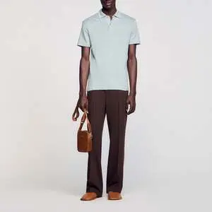 Sandro Linen Polo Shirt Chambray
