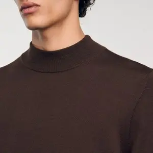 Sandro Wool Mock Neck Sweater - Chocolate