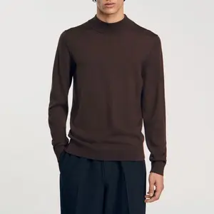 Sandro Wool Mock Neck Sweater - Chocolate