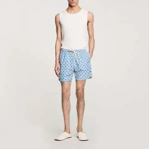 Sandro Square Cross Swim Shorts - Blue Sky