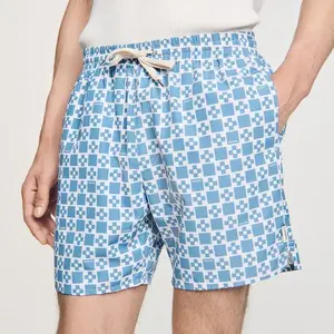 Sandro Square Cross Swim Shorts - Blue Sky