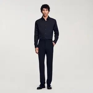 Sandro Fitted Stretch Cotton Shirt - Black