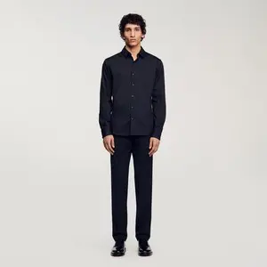 Sandro Fitted Stretch Cotton Shirt - Black