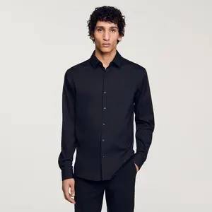 Sandro Fitted Stretch Cotton Shirt - Black