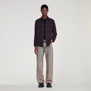 Sandro Long-sleeved Jersey Shirt Black Brown