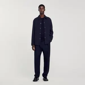 Sandro Long-sleeved Jersey Shirt Navy Blue