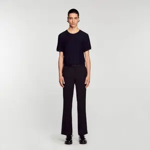Sandro Mock Neck T-shirt Navy Blue