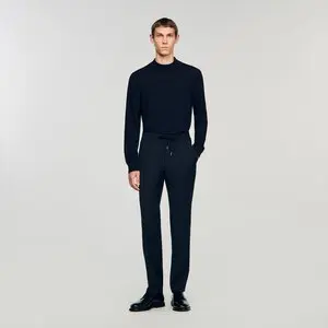 Sandro Straight-leg Trousers - Navy Blue