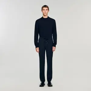 Sandro Straight-leg Trousers - Navy Blue
