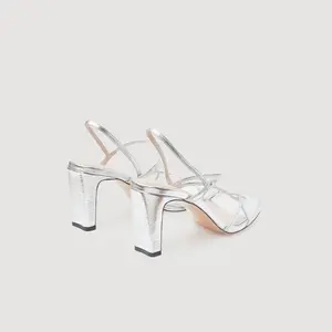 Sandro Metallic Leather Strappy Sandals