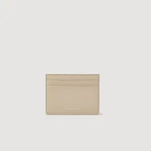 Sandro Reconstituted Leather Cardholder Light Grey