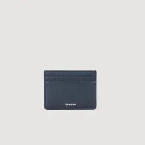Sandro Reconstituted Leather Cardholder Midnight Blue