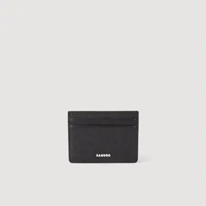 Sandro Reconstituted Leather Cardholder Navy Blue