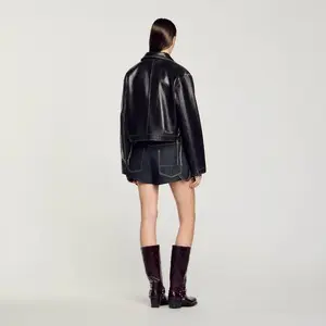 Sandro Distressed Leather Jacket