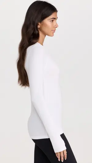 Splits59 Louise Ribbed Long-sleeve Tee - White