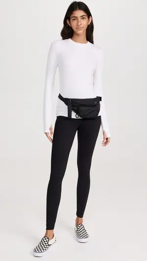 Splits59 Louise Ribbed Long-sleeve Tee - White