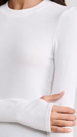 Splits59 Louise Ribbed Long-sleeve Tee - White