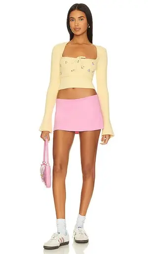 GUIZIO Micro Mini Stretch Skirt - Sweet Pink