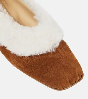 Magda Butrym Embroidered Shearling Ballet Flats