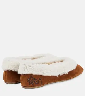 Magda Butrym Embroidered Shearling Ballet Flats