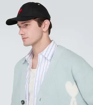 Ami De Cœur Cotton Canvas Cap - Black
