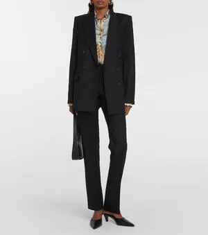 NILI LOTAN Evan Wool Straight Pants - Black