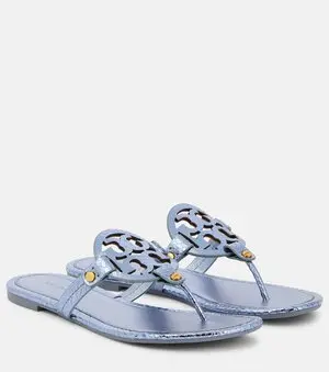 Tory Burch Tory Burch Miller Metallic Leather Sandals Blue