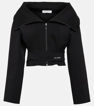 Alaïa Cropped Jersey Jacket - Black
