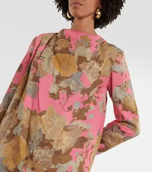 Dries Van Noten Printed Draped Blouse