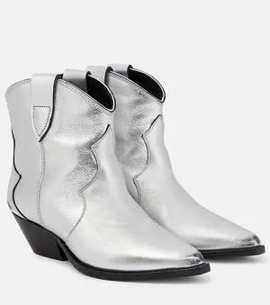 Isabel Marant Étoile Isabel Marant Dewina Metallic Leather Ankle Boots Silver