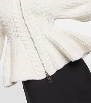 Alexander McQueen Peplum Wool-blend Cardigan