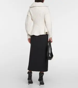 Alexander McQueen Peplum Wool-blend Cardigan