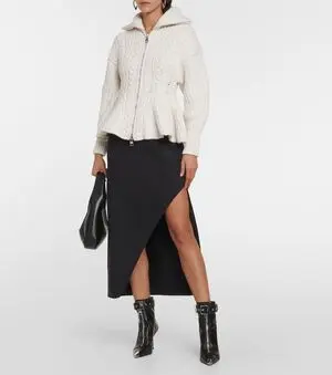 Alexander McQueen Peplum Wool-blend Cardigan