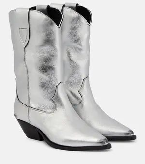 Isabel Marant Étoile Isabel Marant Duerto Metallic Leather Cowboy Boots Silver