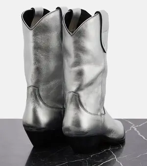Isabel Marant Étoile Duerto Metallic Leather Cowboy Boots - Silver